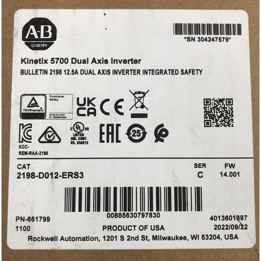 【แบรนด์ใหม่】ใหม่ โมดูลอินเวอร์เตอร์ แกนคู่ Allen Bradley 2198-D012-ERS3 ...