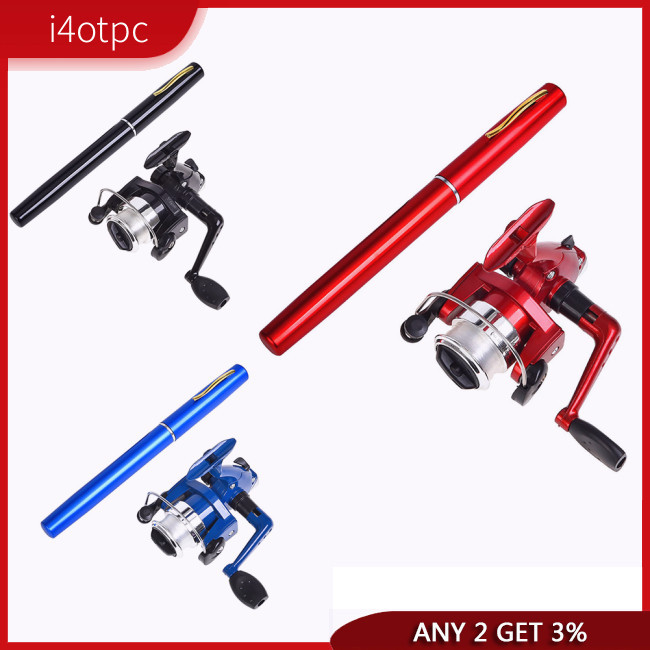 I4otpc คันเบ็ดปากกา แบบพกพา น้ําหนักเบา ยืดไสลด์ได้ คันเบ็ดตกปลา ขนาดเล็ก เดินทาง ชุดคันเบ็ด ...