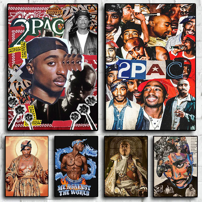 ที่มีชื่อเสียง Hip Hop Rapper 2PAC Tupac Star โปสเตอร์ผ้าใบภาพวาดและ ...