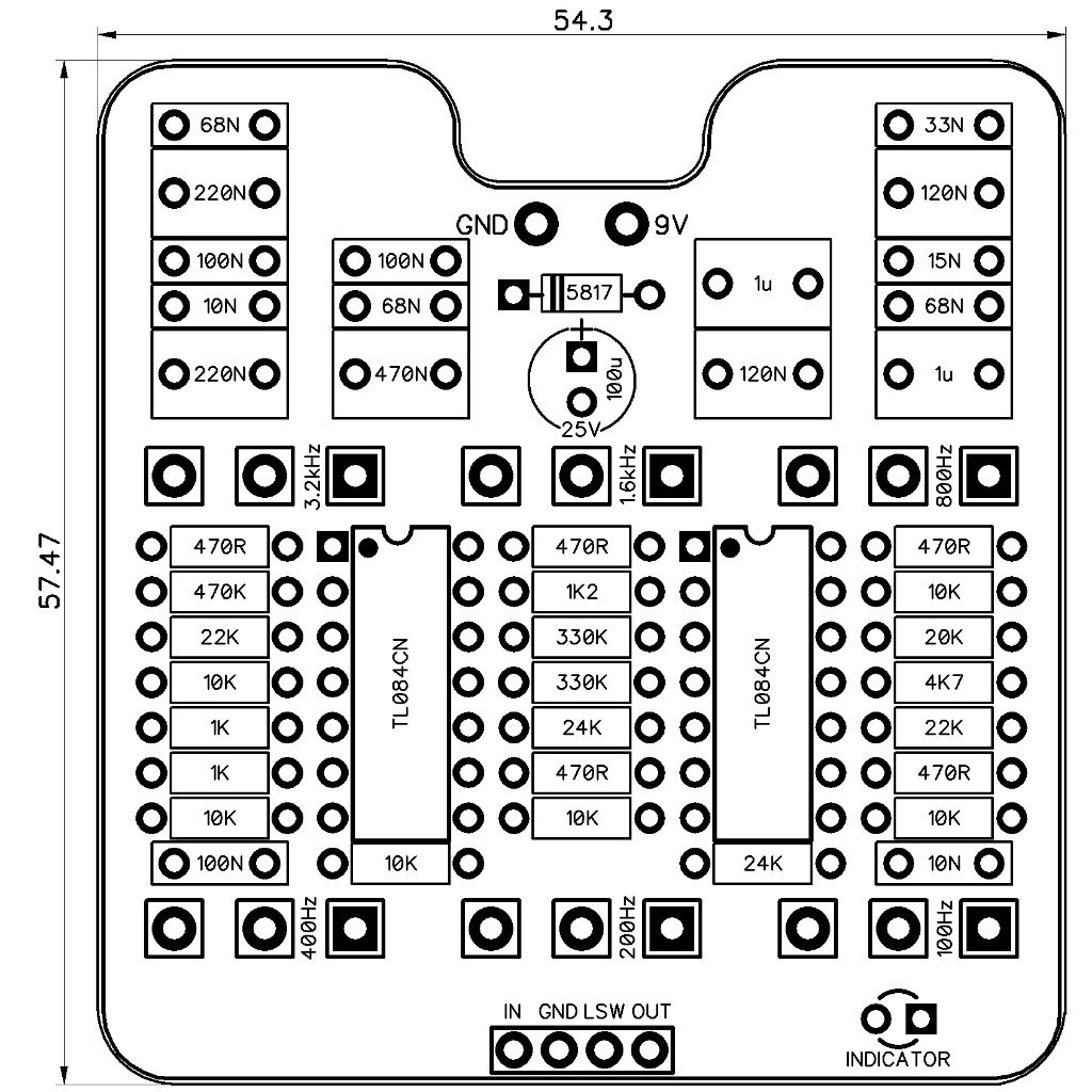 T-Audio PCBFX-007 EQ 6 band Equalizer กีตาร์ผลเหยียบ DIY PCB 1590B ...