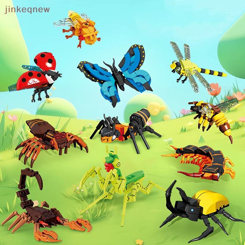 Jkth 1 ชุดสัตว์แมลง Dragonfly Spider Mantis Centipede Grasshopper Honeybee Building Block City ...