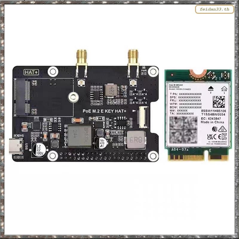[LHY] สําหรับ Raspberry Pi 5 PCIe ถึง M.2 E KEY พร้อม PoE HAT + บอร์ด ...