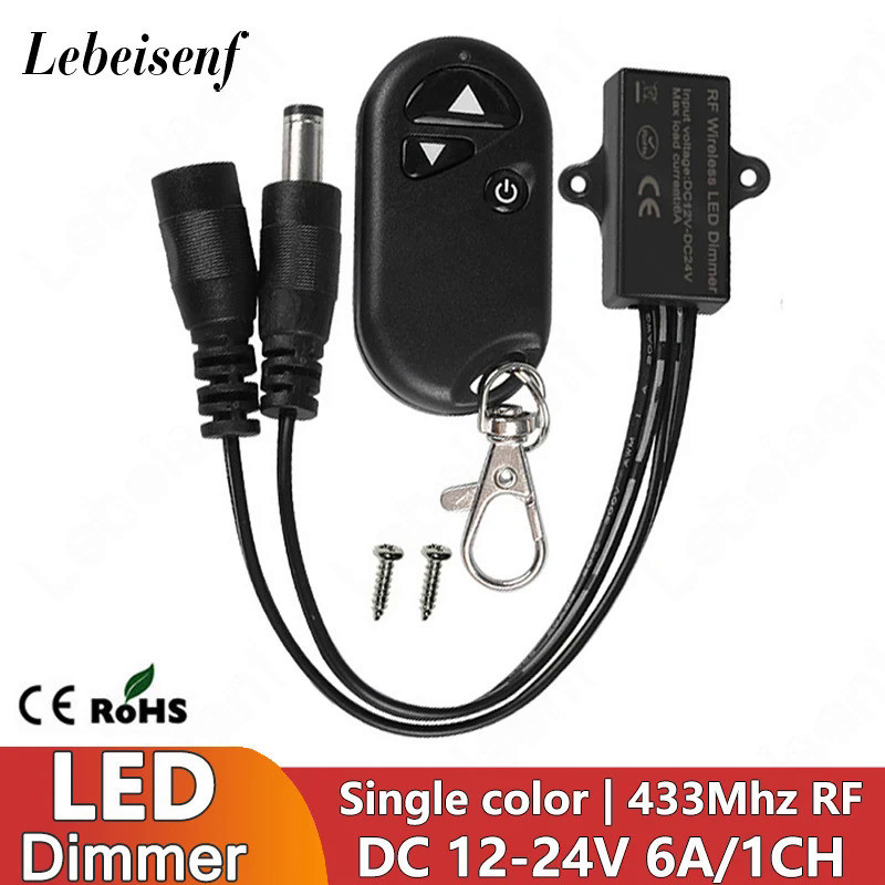 Hot Mini LED Dimmer 12V 24V DC 6A เทปสีเดียวบาร์โคมไฟสวิทช์ 3-Key RF ...