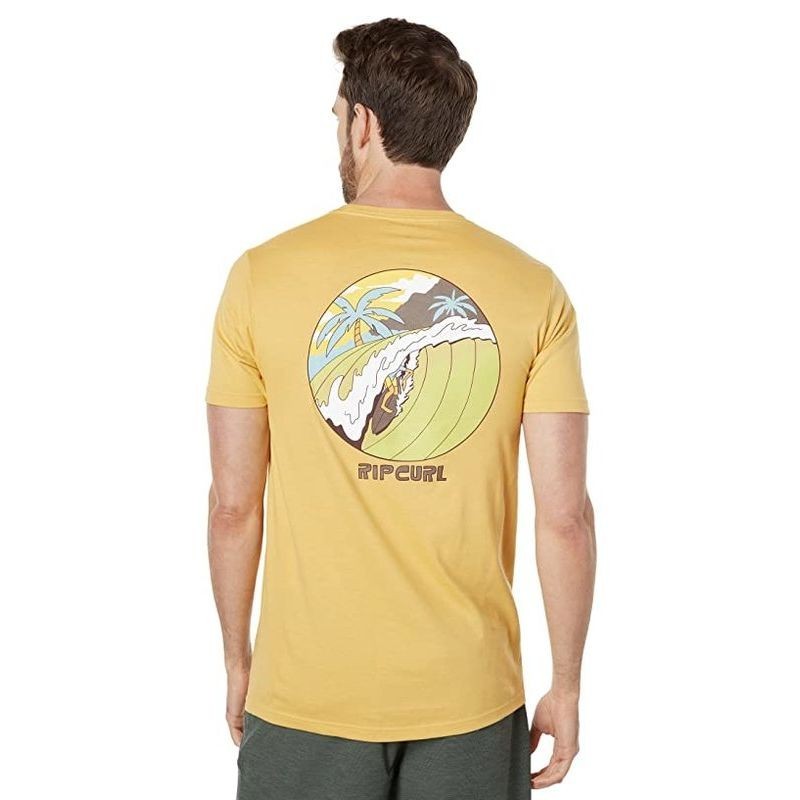 Rip curl rip Cole Men Revival Surf พิมพ์ผ้าฝ้ายครึ่งแขน All-Match เสื้อ ...