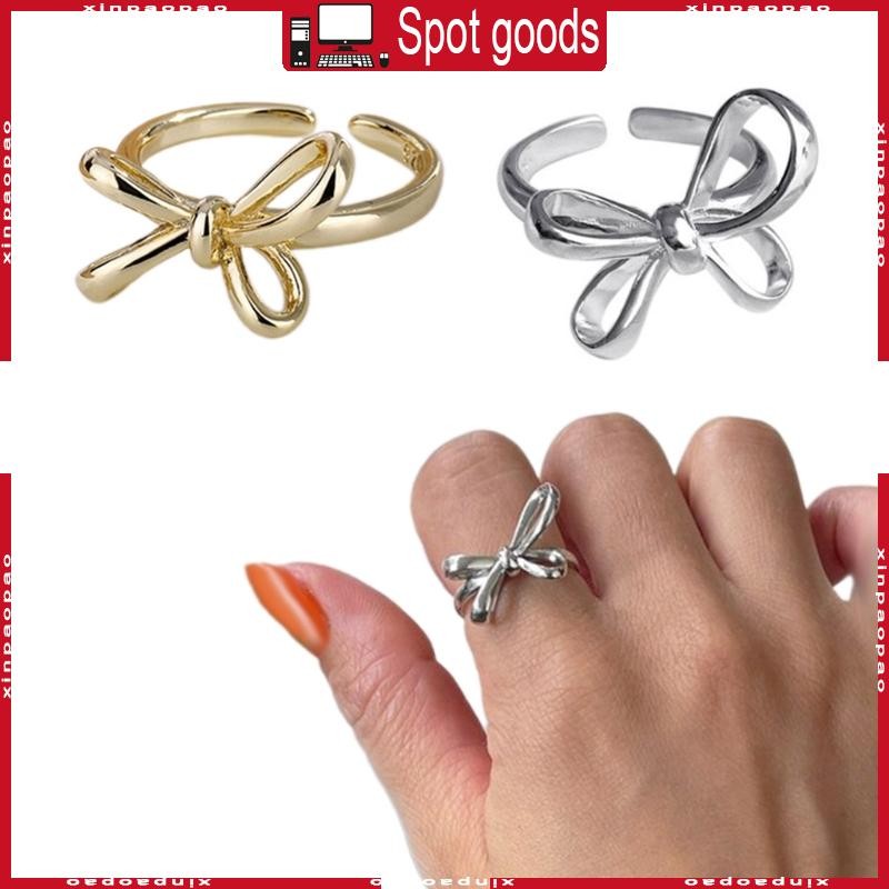 Xi Bows ริบบิ้นแหวนแฟชั่นบุคลิกภาพ Retro แหวนผู้หญิงริบบิ้น Bows ...