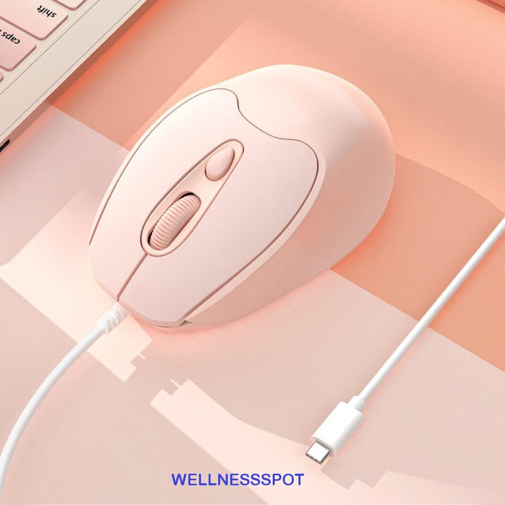 Wellnessspot Type C เมาส์แบบมีสาย, ABS แบบมีสายเมาส์ปิดเสียง, Creative Type C Ergonomic USB สาย ...