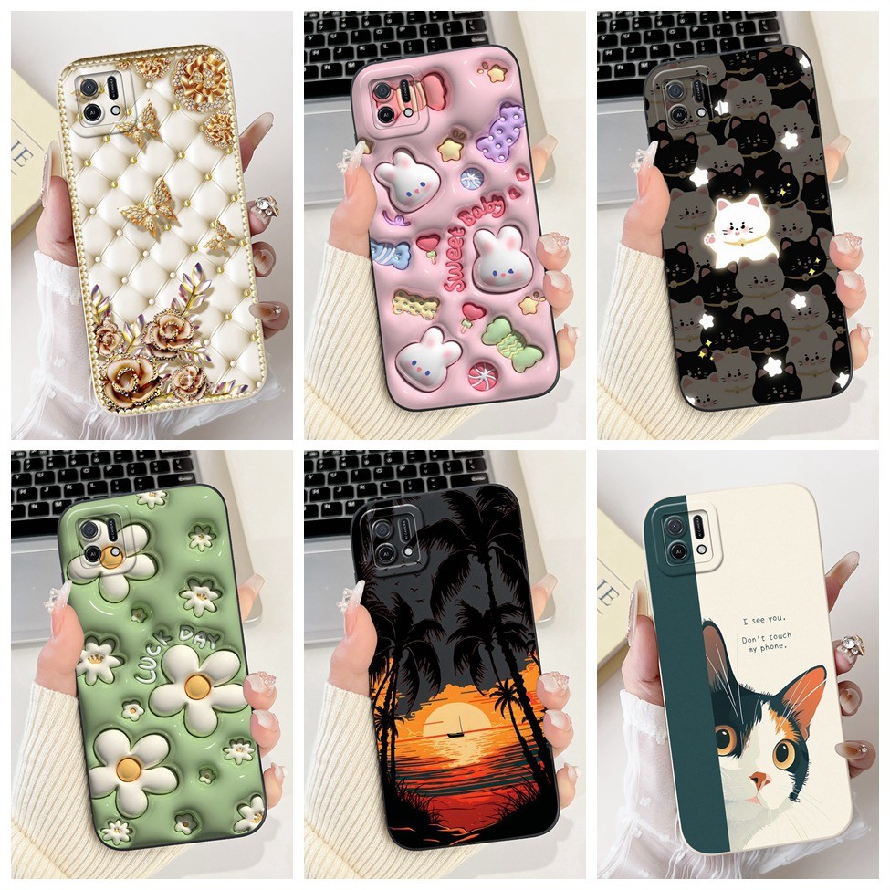 Oppo A16E CPH2421 กรณี A16K CPH2349 ความงามแมวน่ารักแฟชั่นตลกซิลิโคนเคส ...