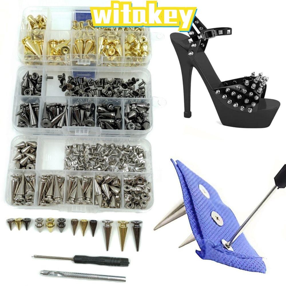 Witakey 80 ชุดเสื้อผ้า Spikes ชุด,ทองเงินสีดําเครื่องมือ Punk Rivet, คุณภาพสูง DIY ตกแต่งรองเท้า ...
