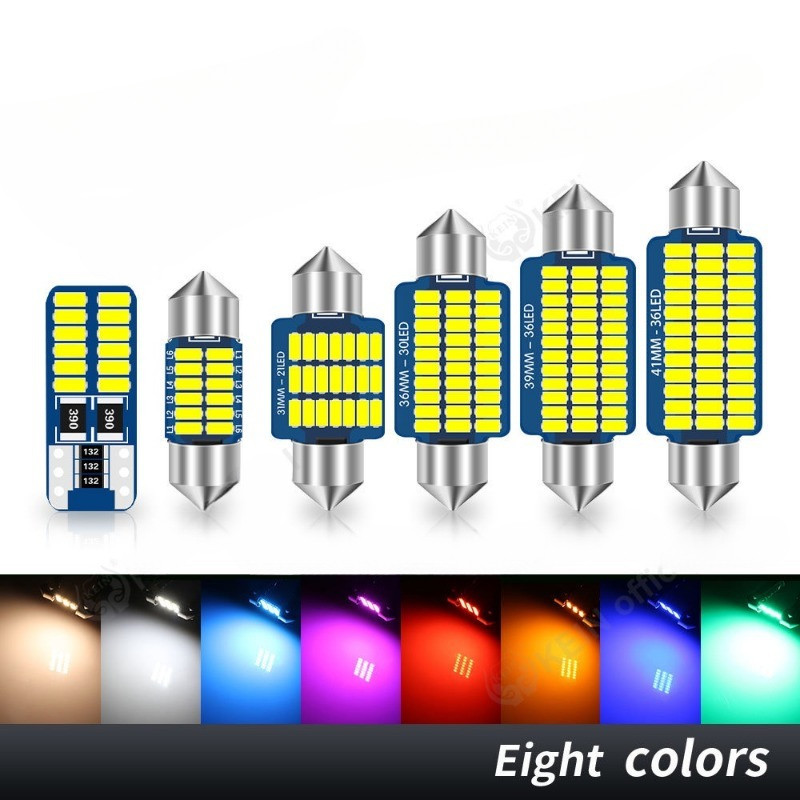 2pcs รถเพดานโดม T10 Led 31 มม.Festoon 28 มม.36 มม.39 มม.41 มม.194 C5W C10W C3W 3014 รถภายในแผง ...