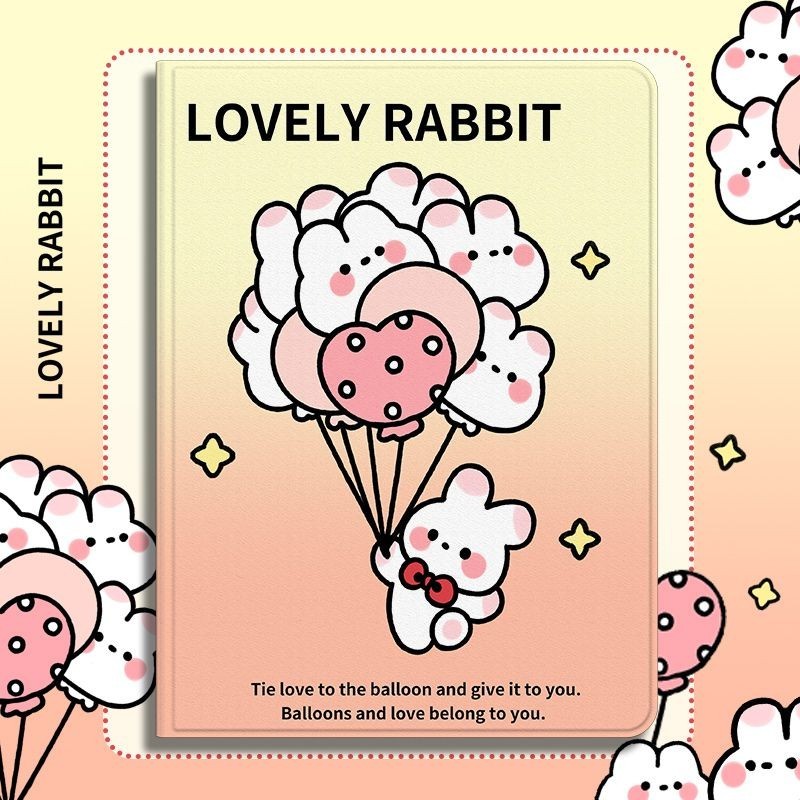 เคสแท็บเล็ต ผ้าไหม ฝาพับ กันกระแทก ลายกระต่ายน้อย พร้อมช่องใส่ปากกา ...