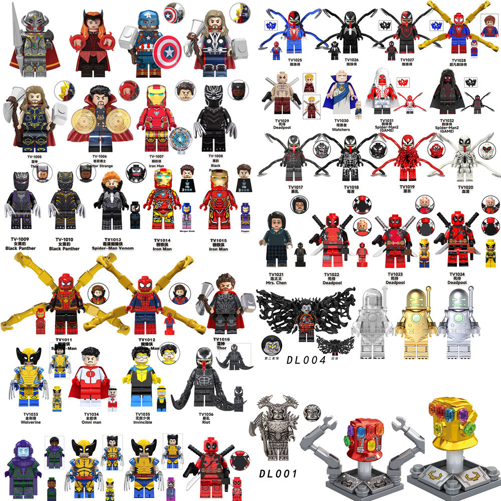 Panther Iron Man Thor Minifigures Building Blocks Marvel Spider-Man ...
