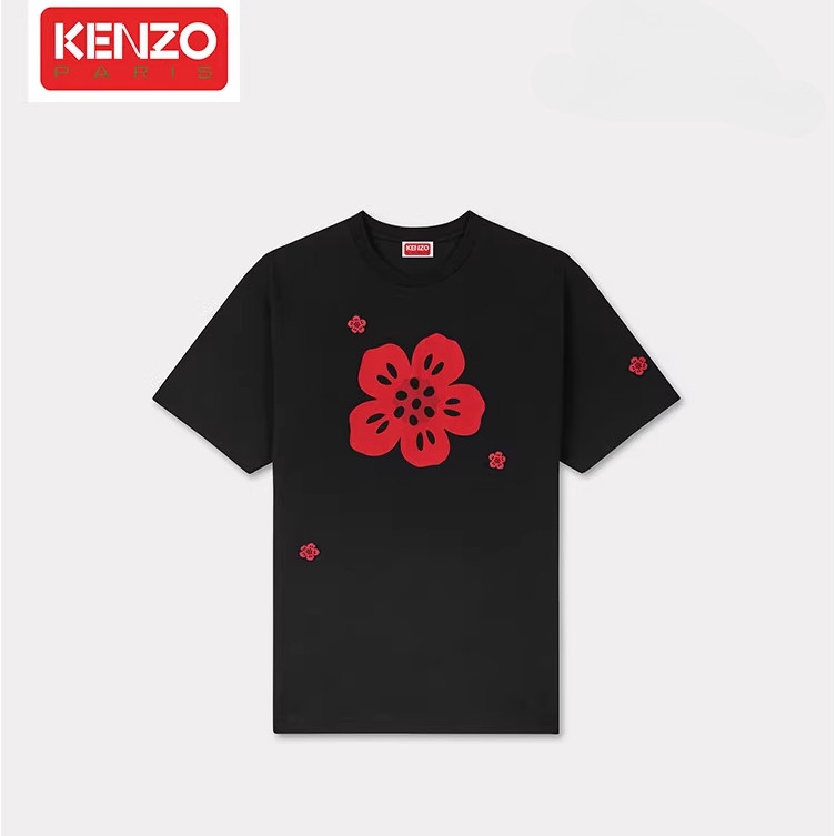 Kenzo New unisex BOKE Haitang Flower Classic Edition เสื้อยืดคอกลมพิมพ์ ...