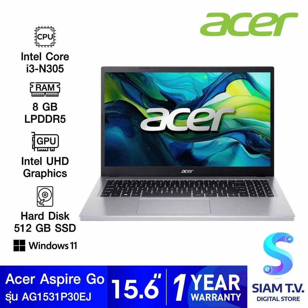 NOTEBOOK (โน้ตบุ๊ค) ACER ASPIRE GO AG15-31P-30EJ (SILVER) โดย สยามทีวี by Siam T.V. | Shopee ...