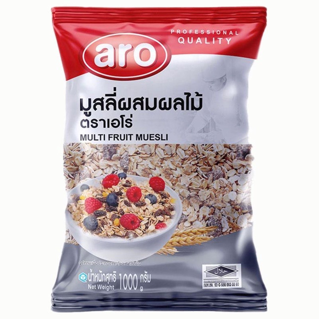 คัดคุณภาพ ซีเรียลมูสลี่ผสมผลไม้ ขนาด 1,000 กรัม (1 kg.) ตราเอโร่ (aro ...
