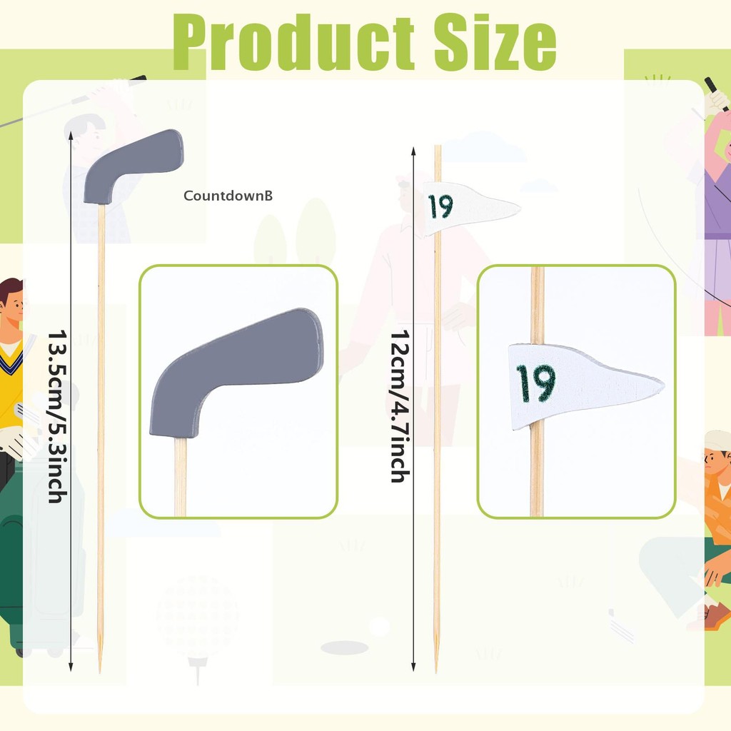 Co 500PCS Golf Cocktail Picks 4.7 "ไม้ไผ่กอล์ฟไม้จิ้มฟันธงกอล์ฟค็อกเทล ...