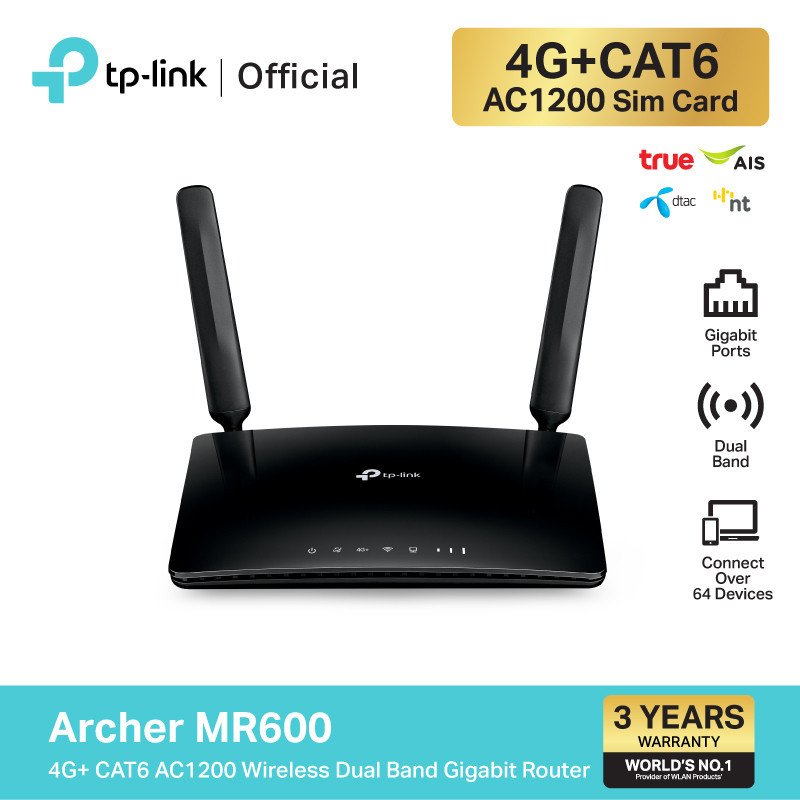 TP-Link Archer MR600 เราเตอร์ใส่ซิม 4G+ Cat6 AC1200 Wireless Dual Band ...
