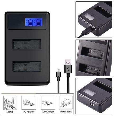 แท่นชาร์จแบตกล้องมีจอ LCD DAUL CHARGER EN-EL3e USB Charger For Nikon ...