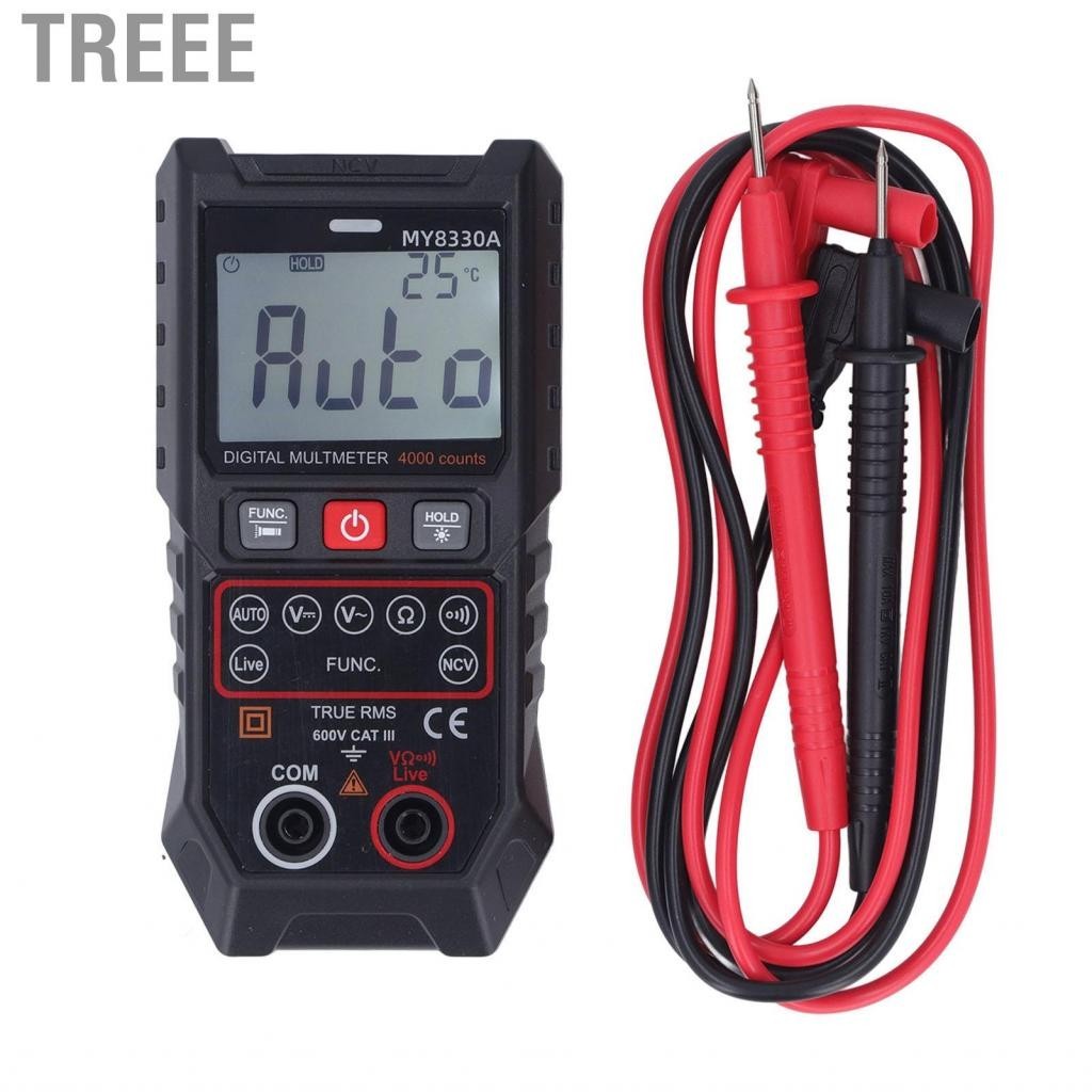 Treee Digital Multimeter Audible and Visual Alarm Volt Amp Test Meter ...