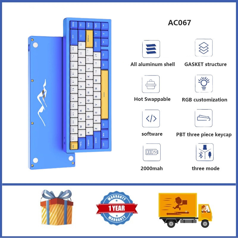 Ajazz AC067 คีย์บอร์ดเมคคานิคอลไร้สาย อะลูมิเนียม RGB | Shopee Thailand
