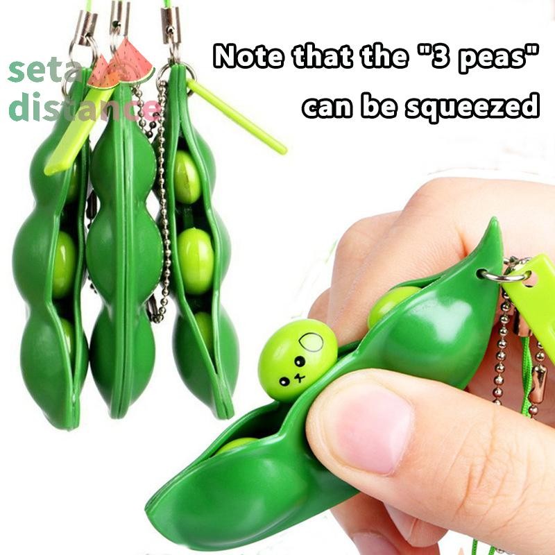 [Setad] 1 ชิ้น Edamame Beans Squishy Squeeze Peas พวงกุญแจความเครียดของ ...