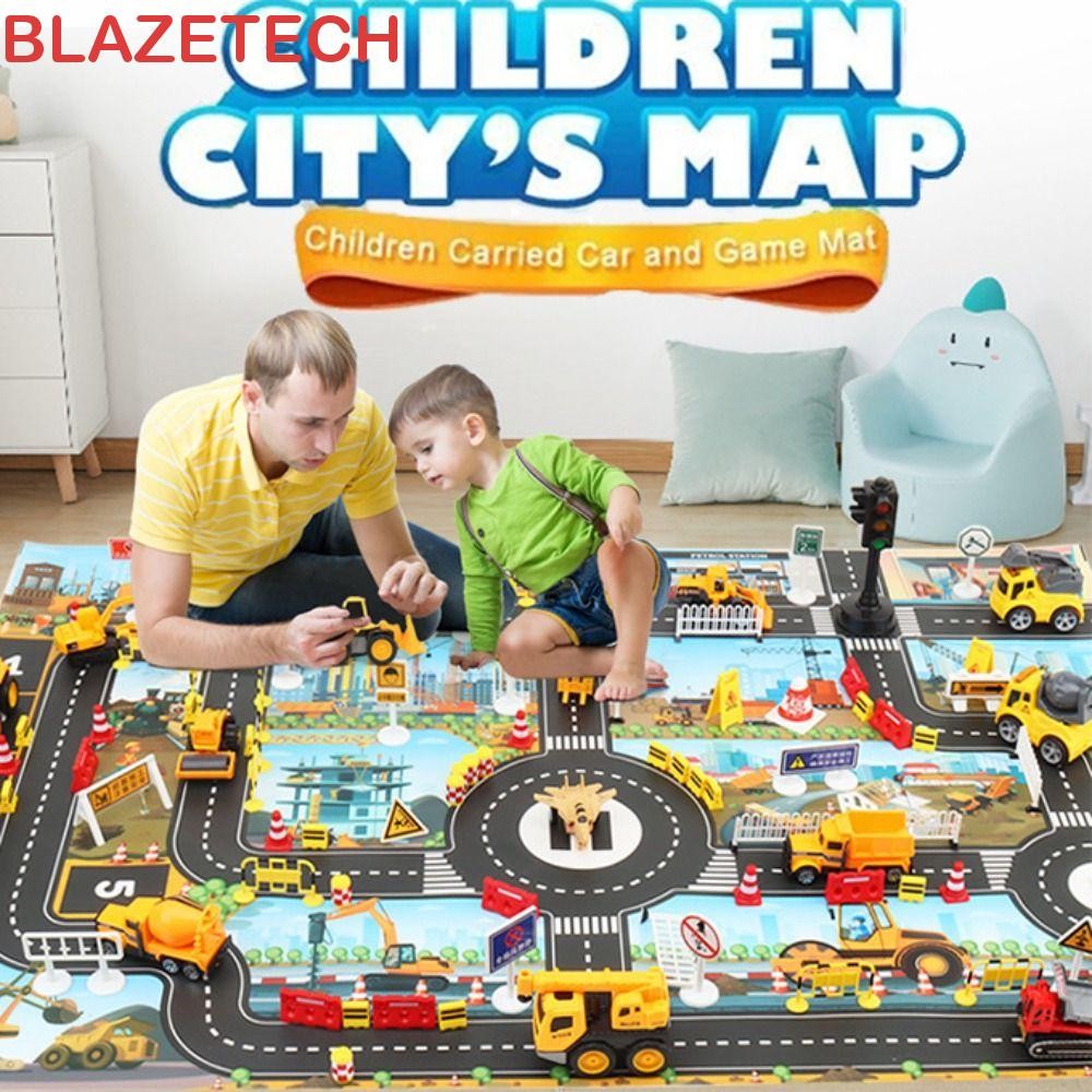 Blazetech DIY การจราจรป้ายถนนเด็กเกมเด็กเล่น Mat การ์ตูนเมืองพรมเด็ก ...