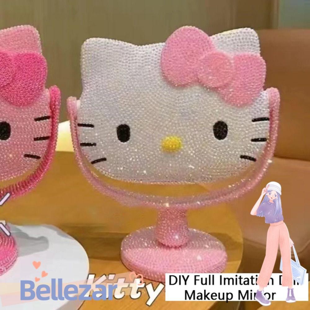 กระจกแต่งหน้า BELLEZAR,การ์ตูน Hellokitty DIY KT กระจกแมว,น่ารักเต็มรูปแบบเจาะ Ins สไตล์ ABS ...