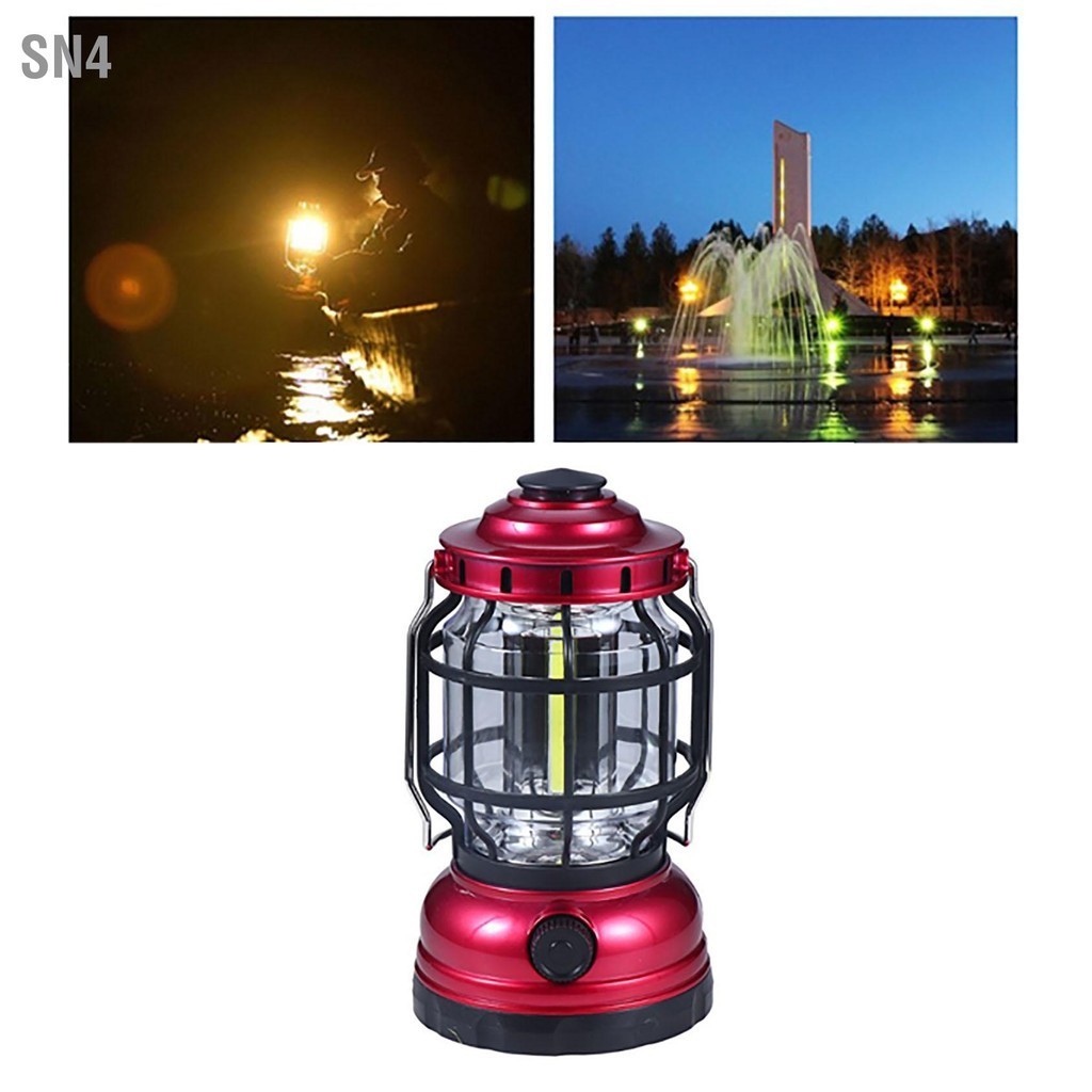 SN4 โคมไฟตั้งแคมป์พลังงานแสงอาทิตย์กลางแจ้ง USB ชาร์จ Retro Camping Light COB ชาร์จสีแดง ...
