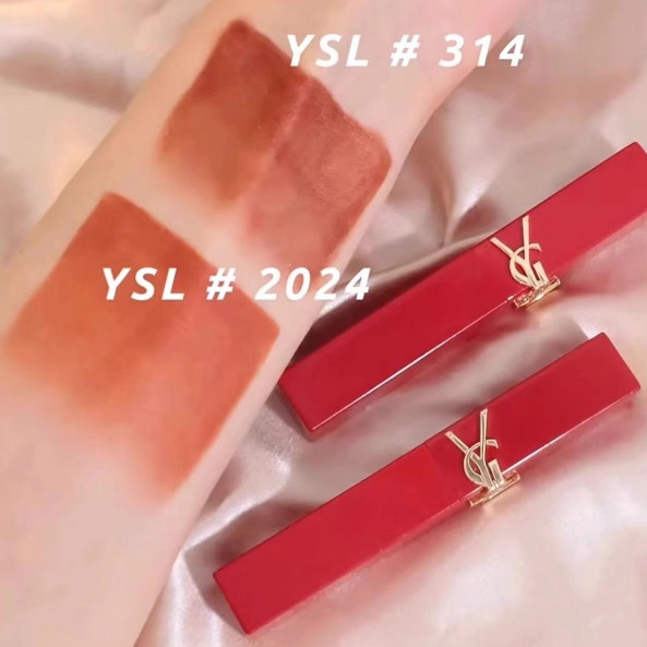Ysl 2024 Holiday Limited ลิปสติกลายทางสีแดง ขนาดเล็ก 2024/1966/314 เนื้อแมตต์ สีขาว 2.2 กรัม ...