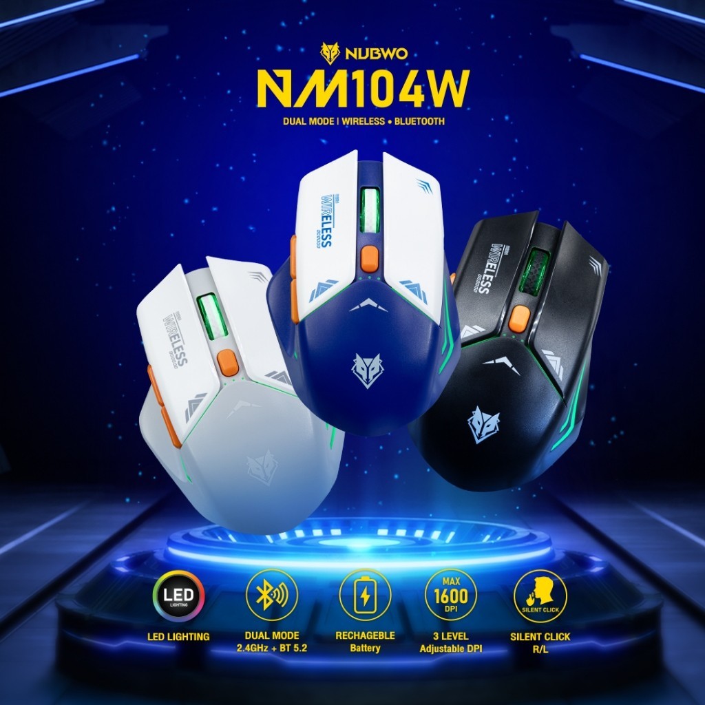 เมาส์ Nubwo NM-104W Mouse Dual Mode Wireless+Bluetooth เม้าส์ไร้สาย เม้าส์บลูทูธ | Shopee Thailand