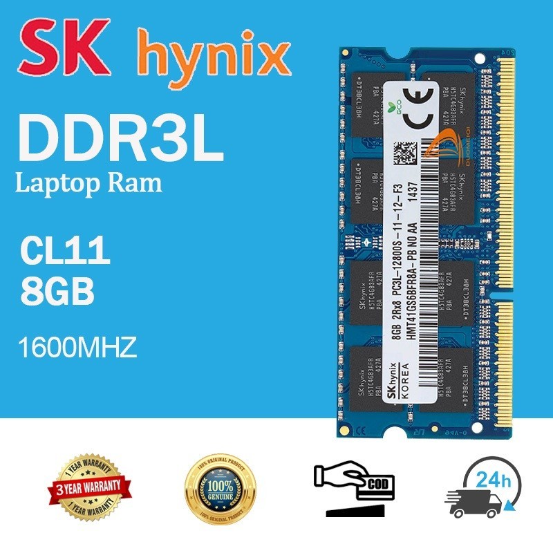 [ส่ง 24 ชั่วโมง] หน่วยความจําแล็ปท็อป SK Hynix 4GB 8GB DDR3L RAM 1600MHz PC3L-12800 2RX8 1.35V ...