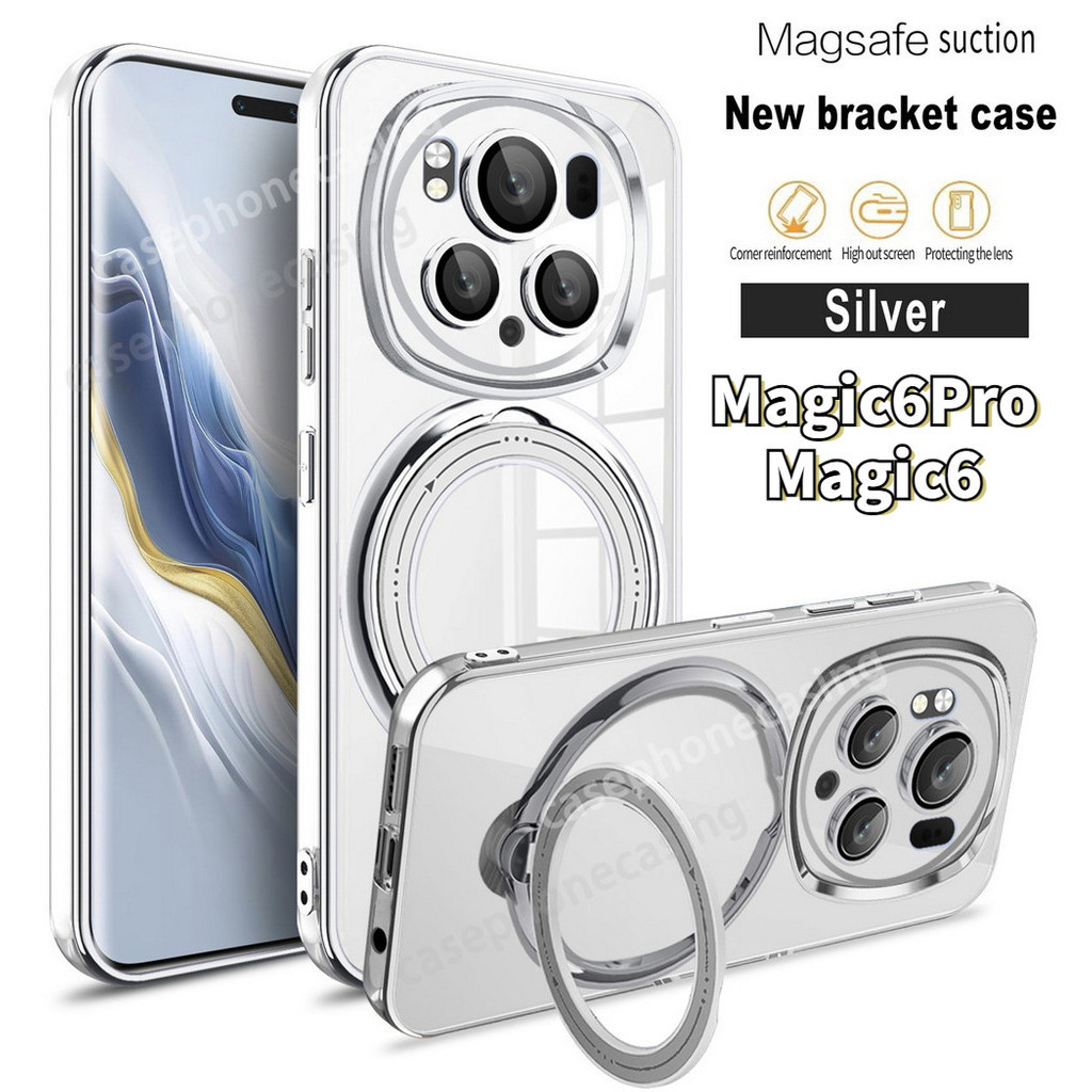 เคสโทรศัพท์มือถือแบบนิ่ม TPU ใส กันกระแทก พร้อมแหวนขาตั้ง สําหรับ Honor Magic 6 Pro Magic6 6Pro ...
