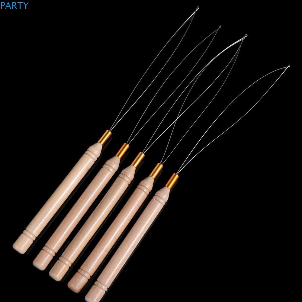 Party 5 ชิ้น/เซ็ต Micro แหวน Loop เครื่องมือ,โลหะโครเชต์ Threader ดึงเข็ม, DIY ไม้ Handle ...