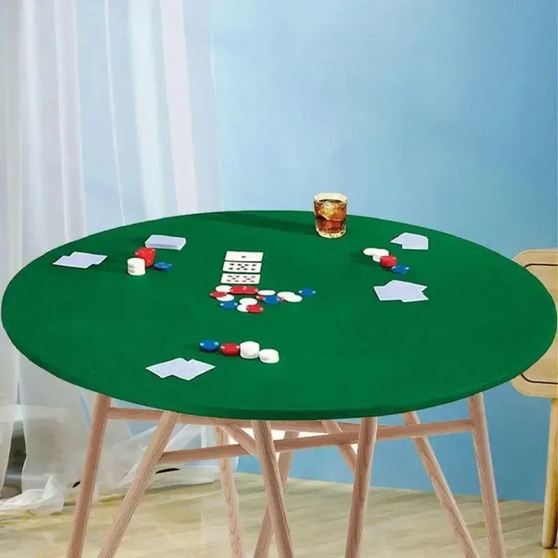 Poker and Bridge Game Table Cover Round Felt Anti Slip Elastic ...