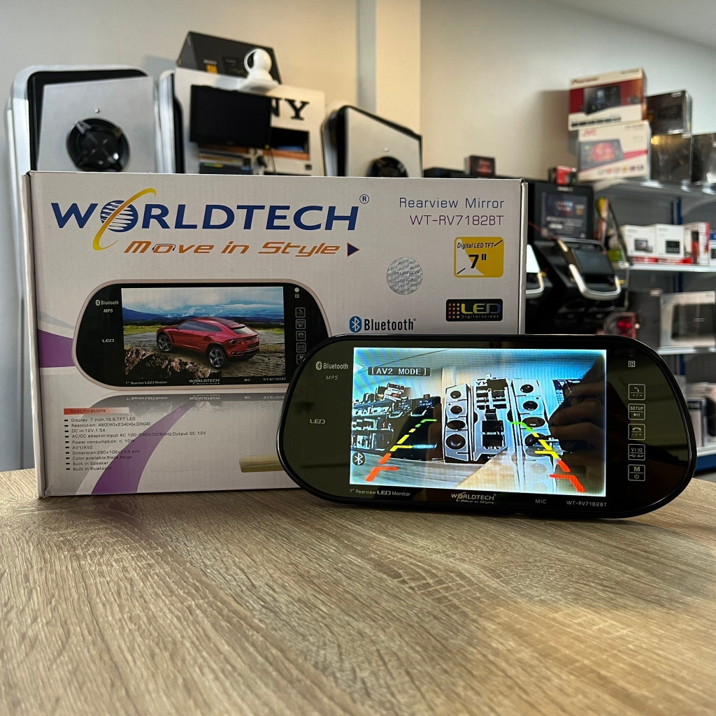 WORDTECH รุ่น WT-RV7182BT จอติดกระจกมองหลังพร้อมกล้องถอยหลัง 7นิ้ว USB,SD CARD,มีบลูทูธในตัว ...