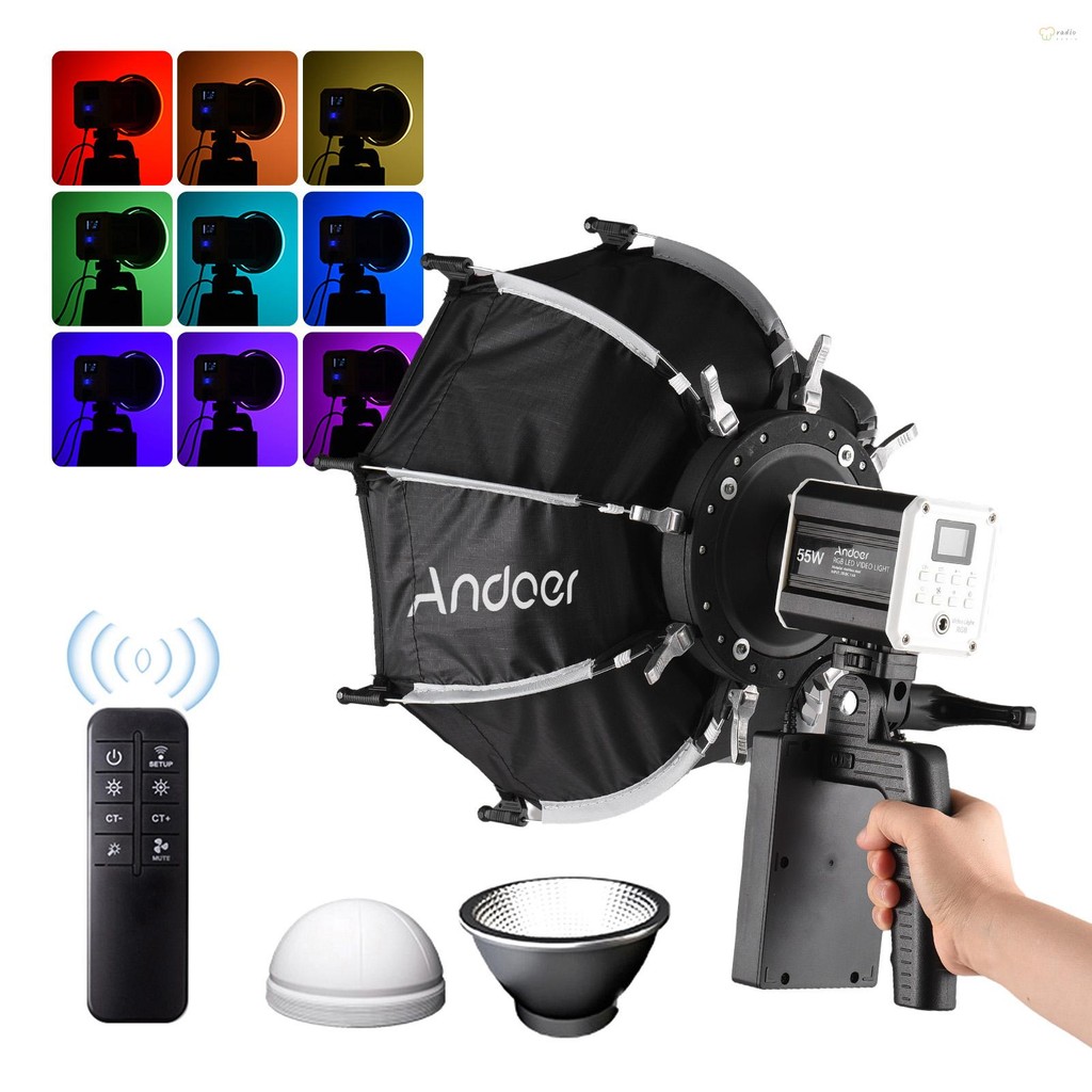 Andoer 55W แบบพกพา RGB Video Light COB การถ่ายภาพ 2800K-6800K หรี่แสง ...