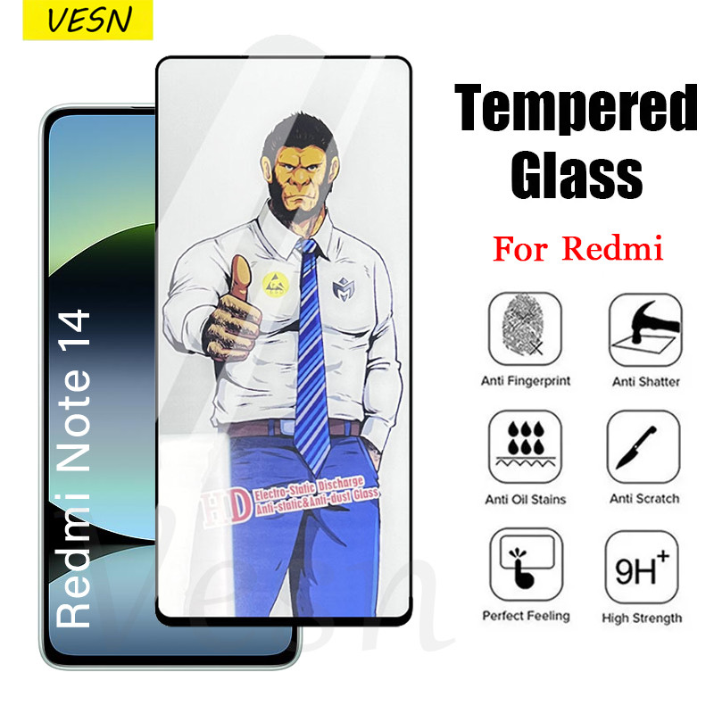 กอริลลากระจกนิรภัย HD ป้องกันไฟฟ้าสถิตย์สำหรับสำหรับ Redmi Note 14 13 13R 12 12T 12R 12s 11 SE ...