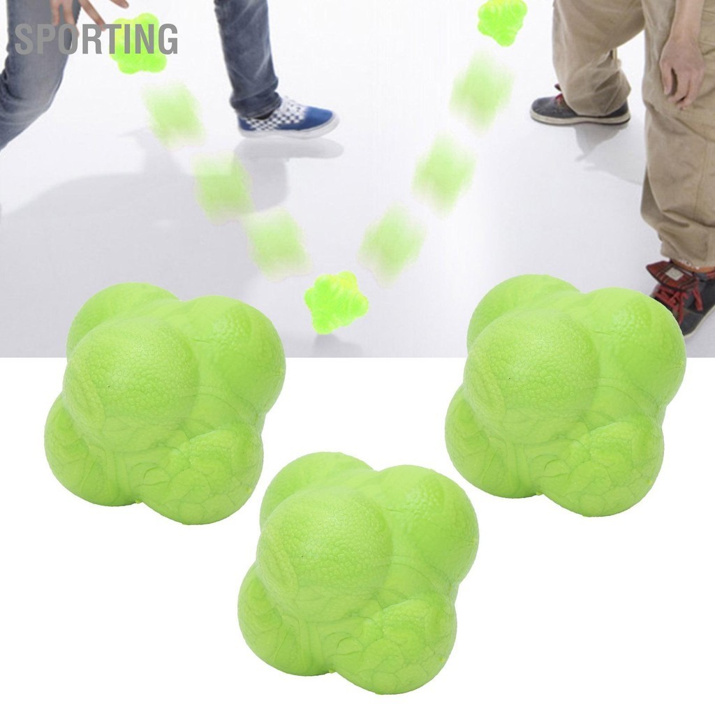 Sporting 3 ชิ้น Hex Bounce Reaction Ball TPR การประสานงาน Reflex การ ...