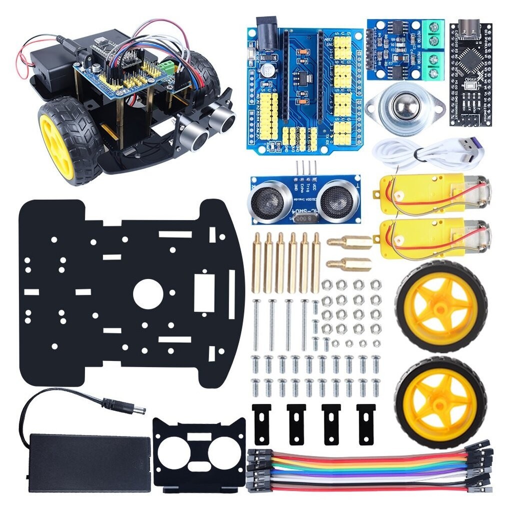 หุ่นยนต์หลบหลีกสิ่งกีดขวางด้วยอัลตร้าโซนิค Smart Robot Car Kit 2wd Arduino Nano Shopee Thailand