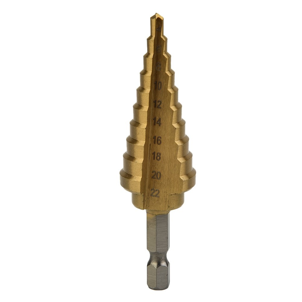TWINKLEFHexCoated Step Cone เจาะ Bit Hole โลหะเครื่องตัดไม้ 4-22 มม.HSS ...