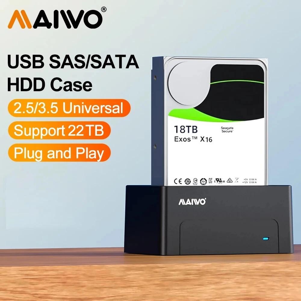 Maiwo SAS HDD อะแดปเตอร์เชื่อมต่อ 5Gbps พร้อม UASP ความจุ 22TB SATA ...