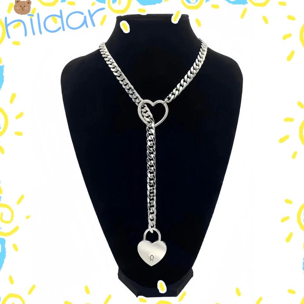 Hildar แหวนสลิปโซ่, Punk Rock Cuban O-Ring Lariat Heart สร้อยคอ ...