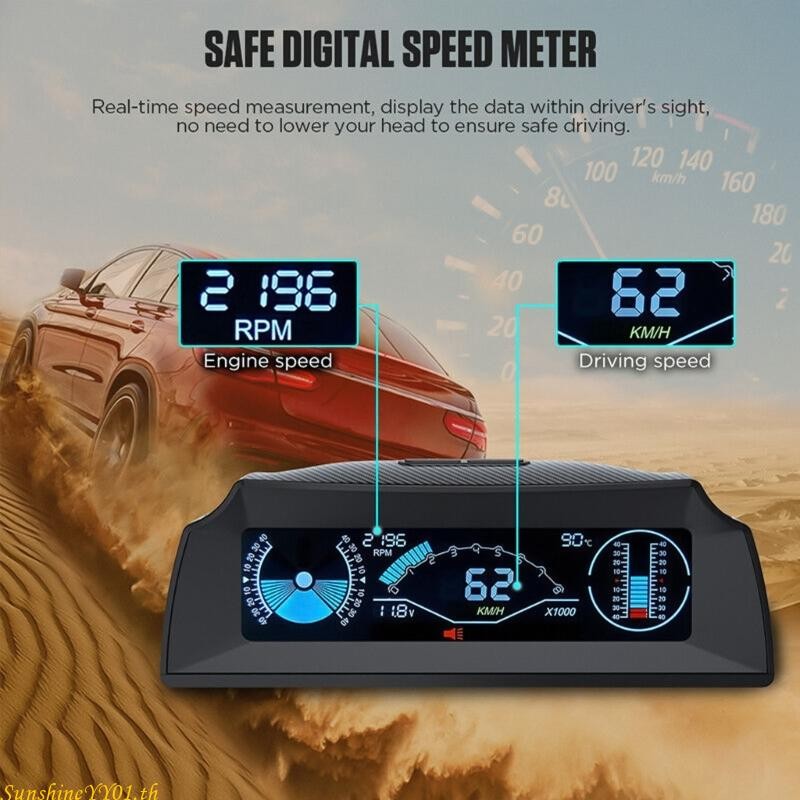 Sun รถ OBD มัลติฟังก์ชั่นเกจ Universal Digital Speedometer Head-Up ...