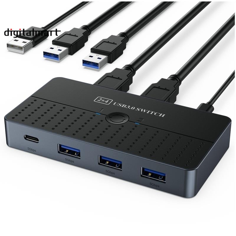 Usb3.0 คอมพิวเตอร์ Sharing Switch กล่อง 2 ใน 4 ออก KVM 2x4 USB 3.0 ตัวเลือกสวิทช์สําหรับ ...