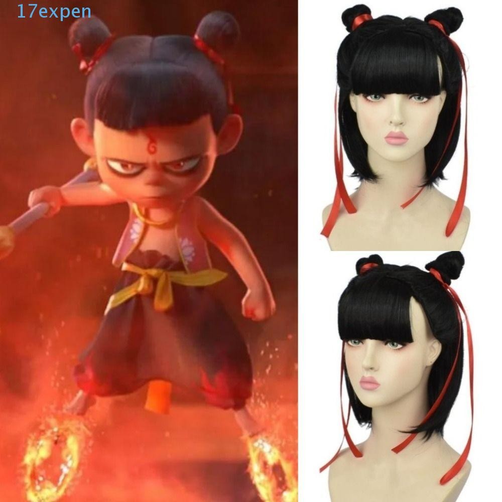 Expen Nezha คอสเพลย์วิกผม,สังเคราะห์สไตล์จีนบุญผมคู่,แฟชั่นทนความร้อน ...