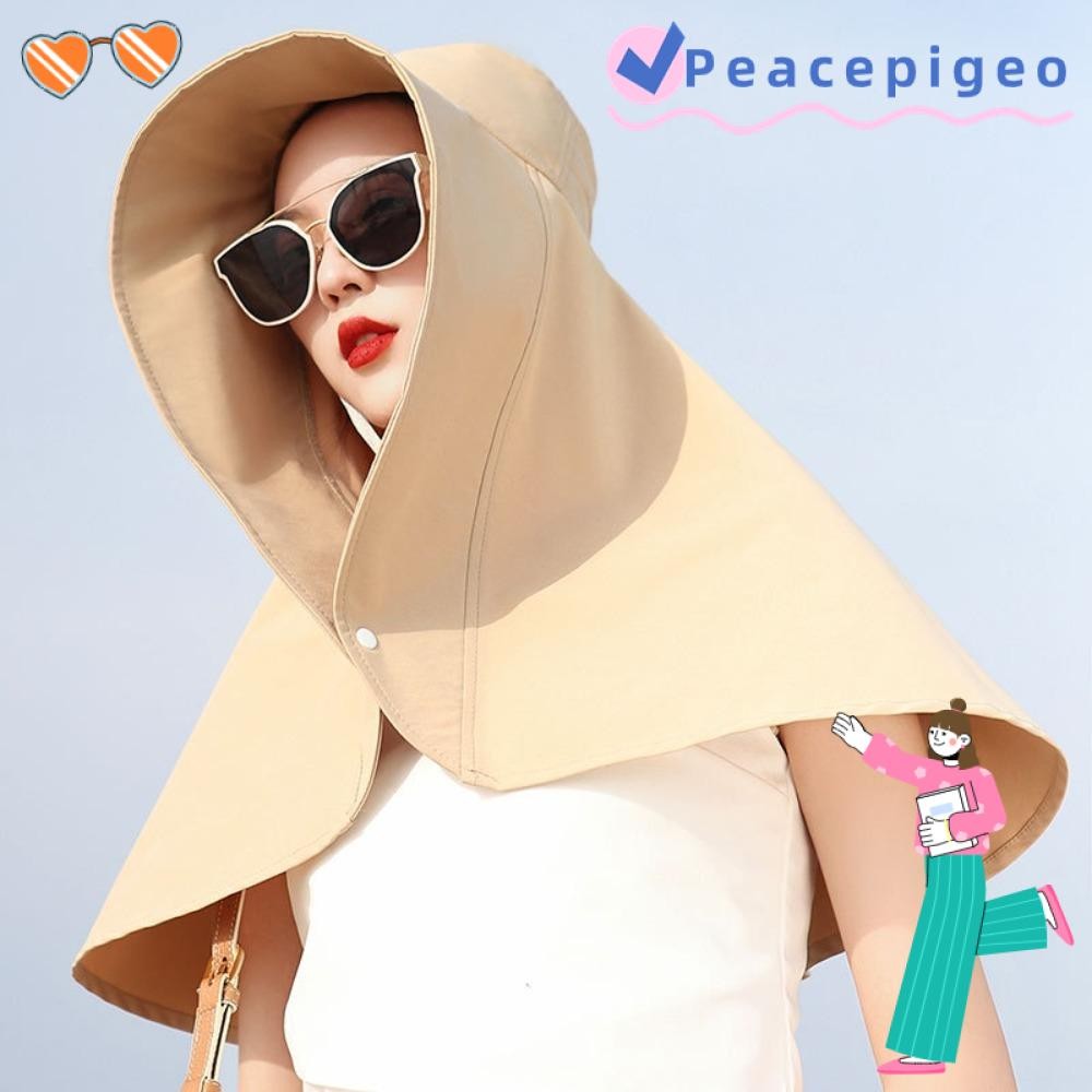 หมวกกันแดด PEACEPIGEO ผ้าคลุมไหล่คอพร้อมหมวกชาวประมงแบบปุ่ม Snap, หมวกถังปิดหน้าปีกใหญ่ป้องกัน ...