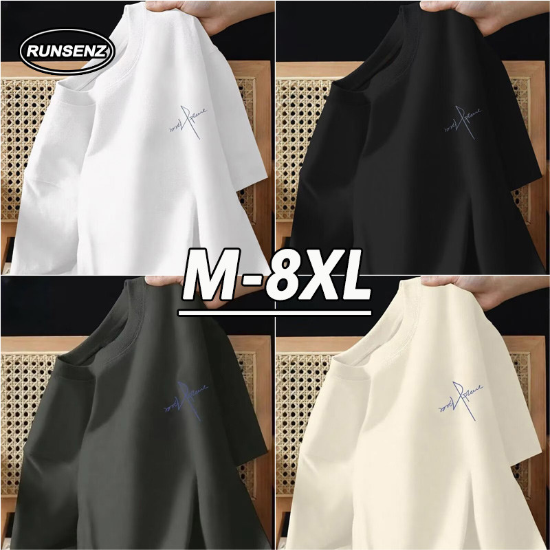 M-8xl แฟชั่นเกาหลีเสื้อยืดแขนสั้นสีขาวผู้ชายขนาดบวกด้านบนเรียบง่ายหลวมสบายๆเสื้อยืดขนาดใหญ่ ...