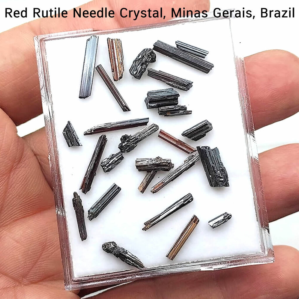 เรดรูไทต์ ขนาดเล็ก ความยาว 0.5-1.4 ซม. จากบราซิล Red Rutile Needle ...