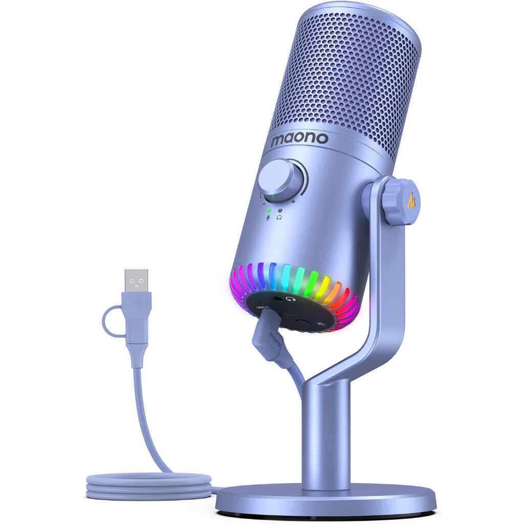 MAONO DM30 RGB Purple USB Condenser Microphone สําหรับ PC คอมพิวเตอร์ ...