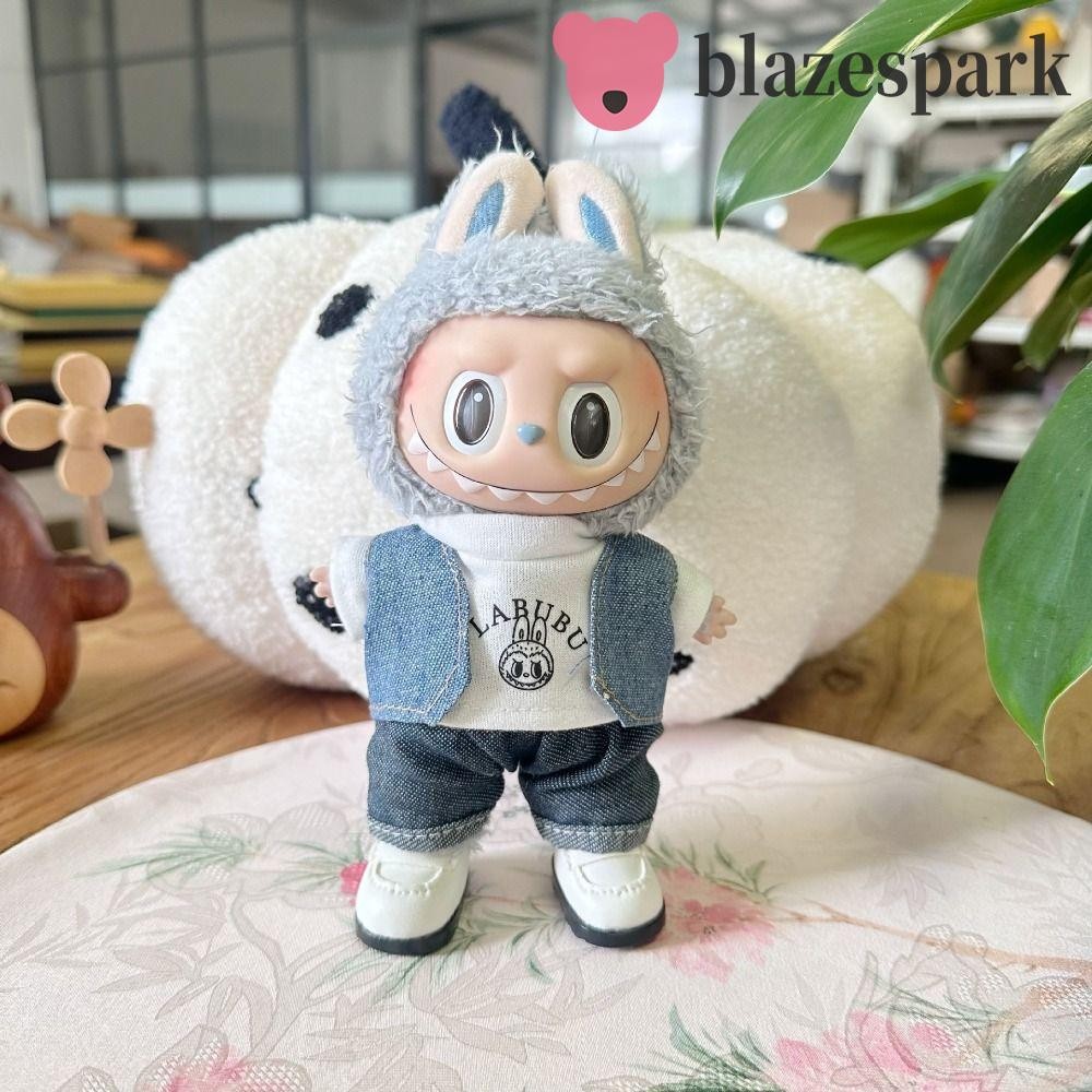 Blazespark 1 ชุด Labubu Time เสื้อผ้า, คาวบอย Denim เสื้อกั๊ก 17 ซม.ผ้าฝ้ายตุ๊กตาเสื้อผ้า, ชุด ...