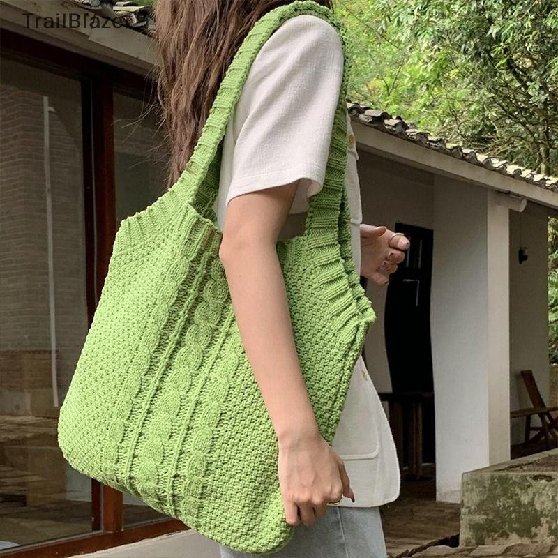 Tbth กระเป๋าถักความจุขนาดใหญ่ทอแป้งทอดบิดแบบพกพา Tote Messenger Bag ...